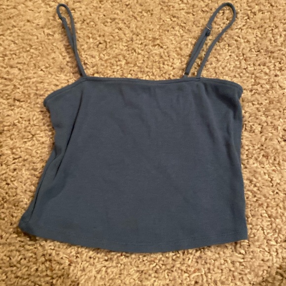 Tops | Blue Cropped Tank Top | Poshmark